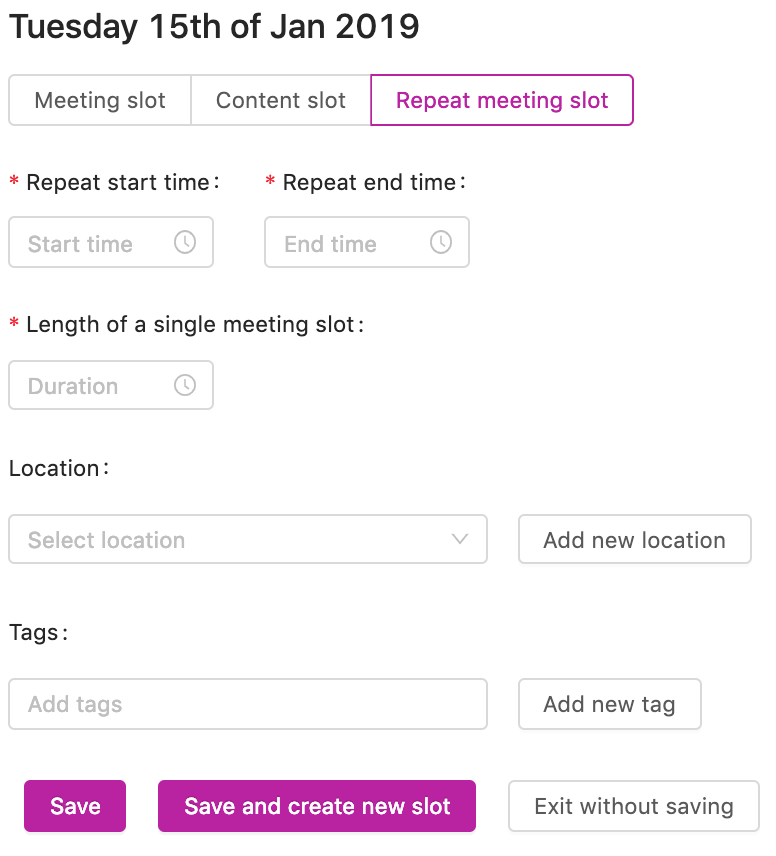 How Do I Create Multiple Meeting Slots Or Repeating Meeting Slots 